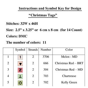 Christmas Tags Cross Stitch Pattern With Alphabet Chart for Small ...