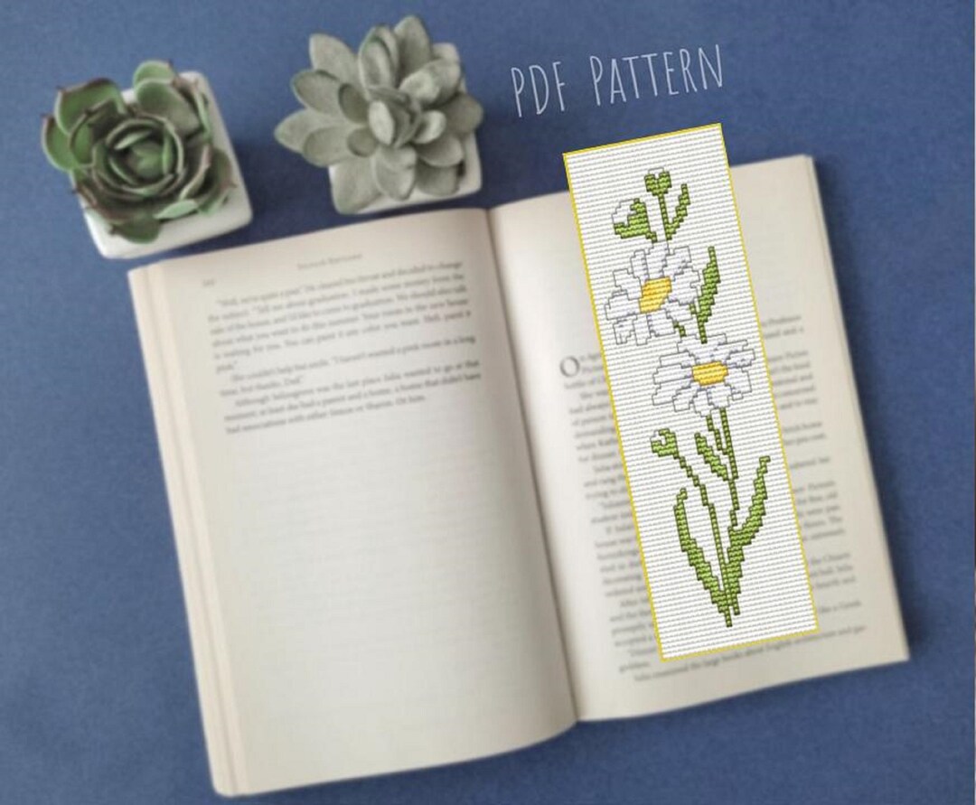 Daisy Cross Stitch Bookmark Pattern, Floral Bookmark Hand Embroidery ...