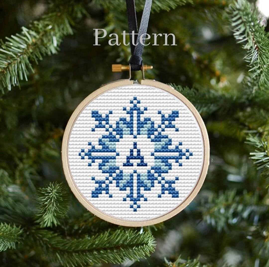 Snowflake Cross Stitch Pattern With Alphabet Letters for Personalized ...