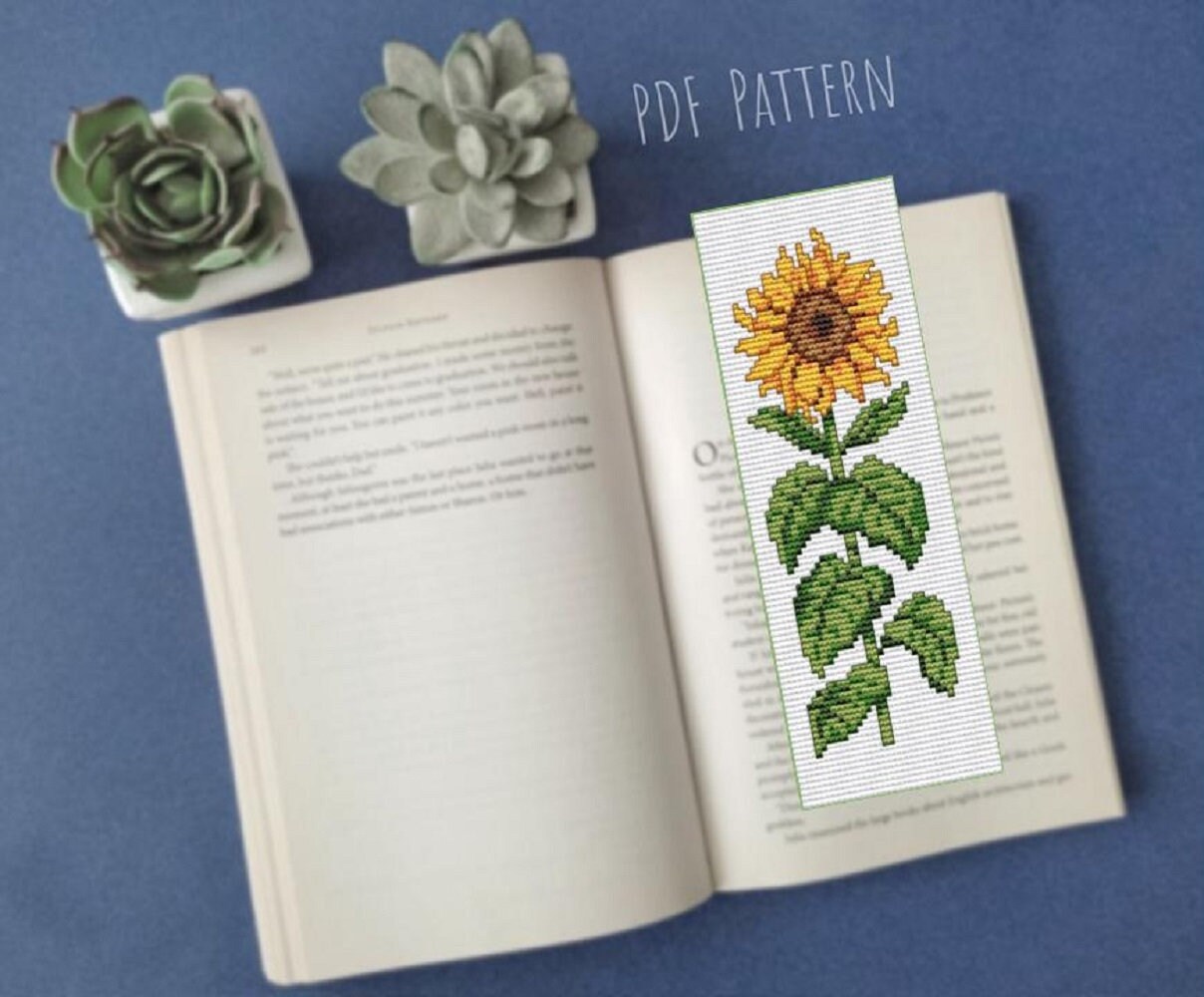 Floral Cross Stitch Bookmark Pattern Sunflower Cross Stitch - Etsy