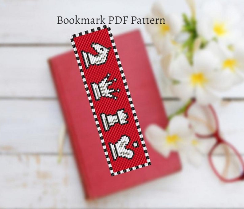 Chess Bookmark, Chess Cross Stitch Book Tracker, Reding Tracker, Cross ...