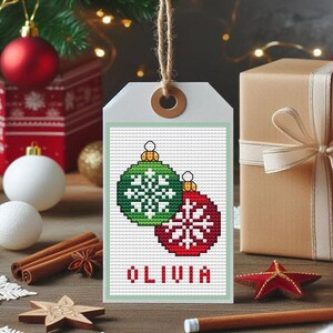 Christmas Tags Cross Stitch Pattern With Alphabet Chart for ...