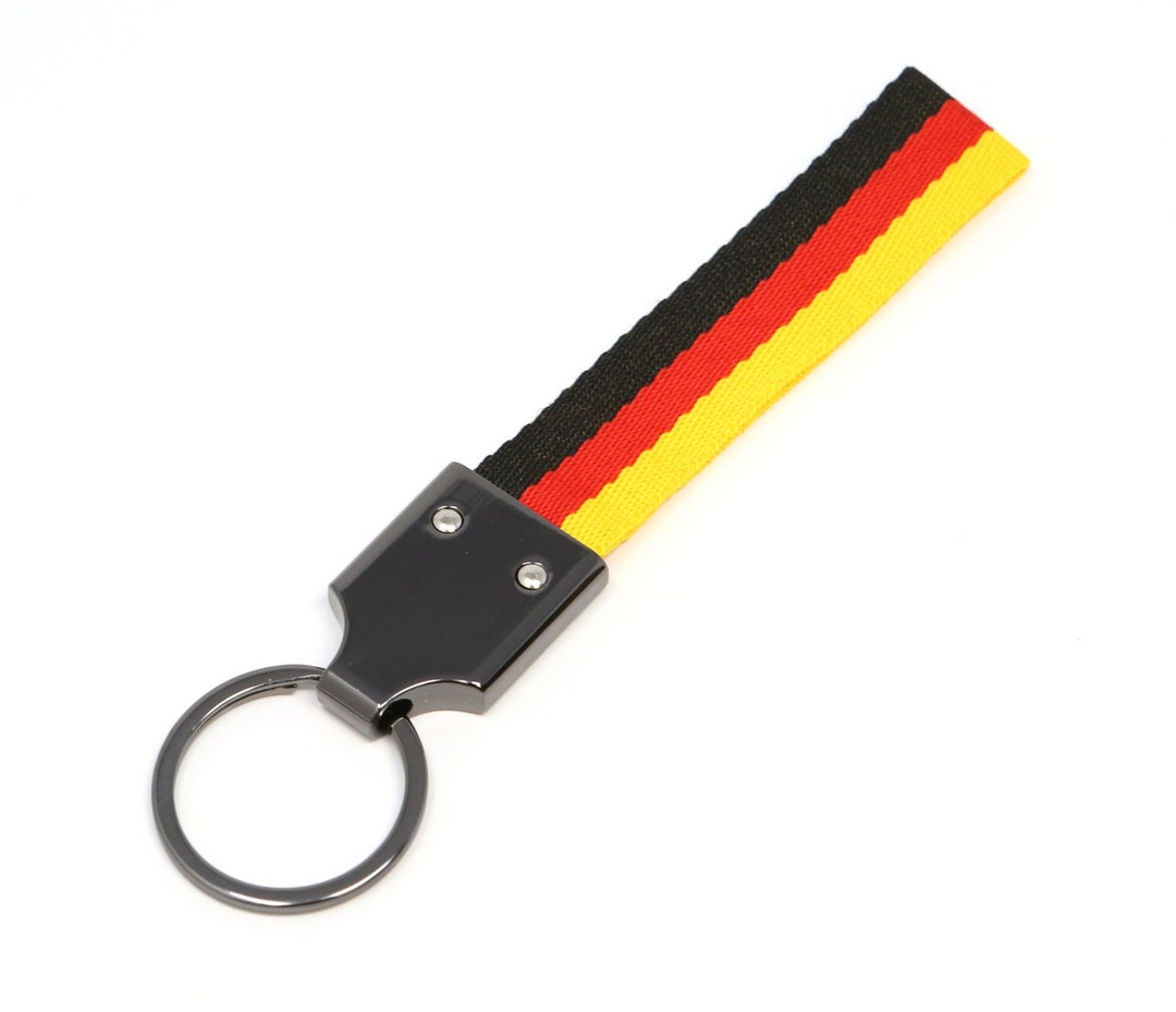 Germany Flag Keychain Stripe Ribbon Nylon Band Metal Key Chain - Etsy