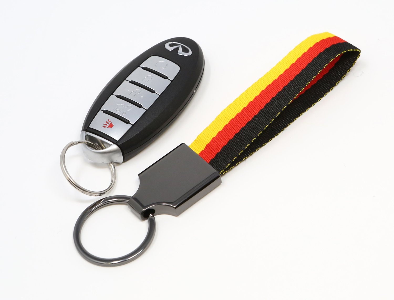 Germany Flag Keychain Stripe Ribbon Nylon Band Metal Key Chain - Etsy