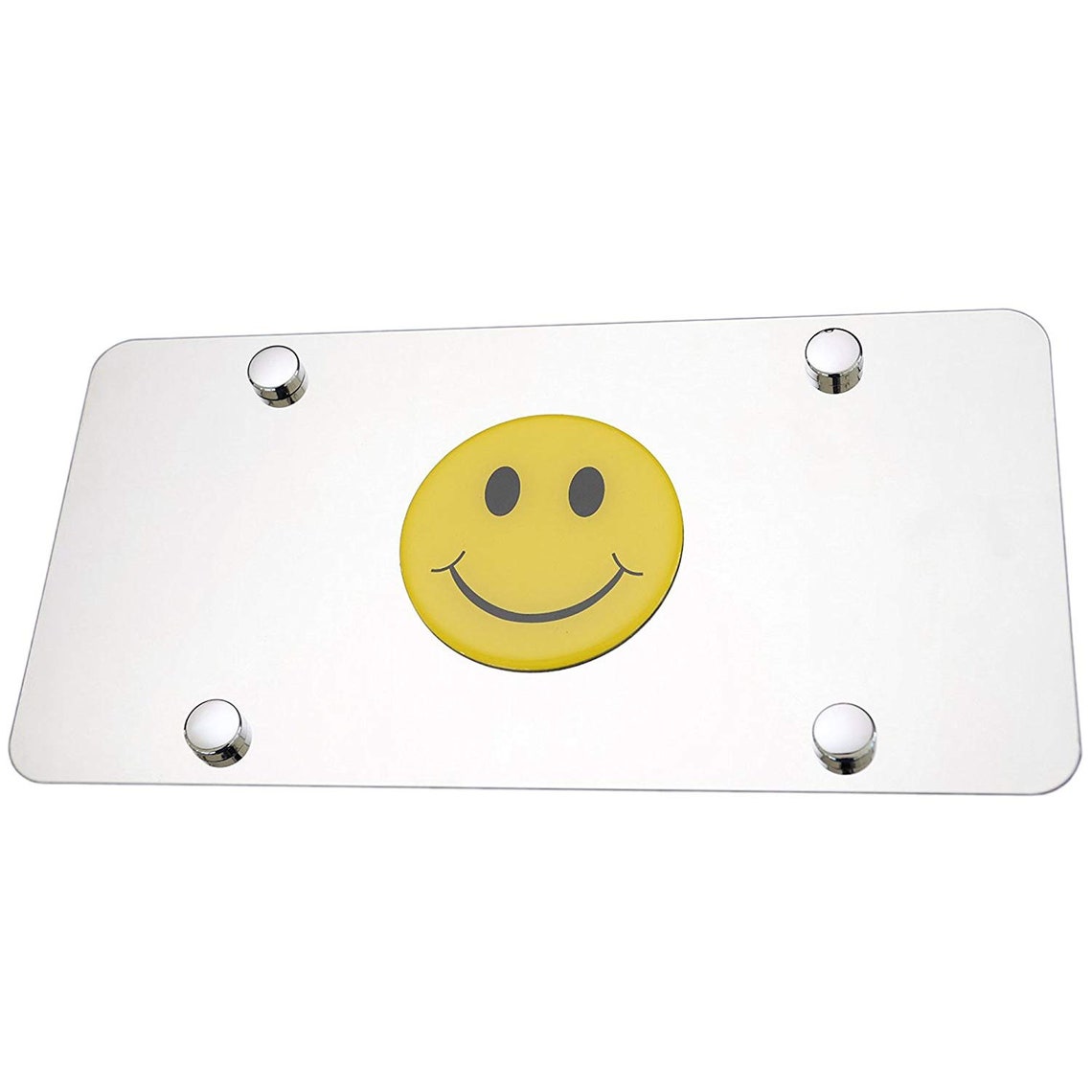 Yellow Smiley Happy Face Emblem on Stainless Steel License | Etsy