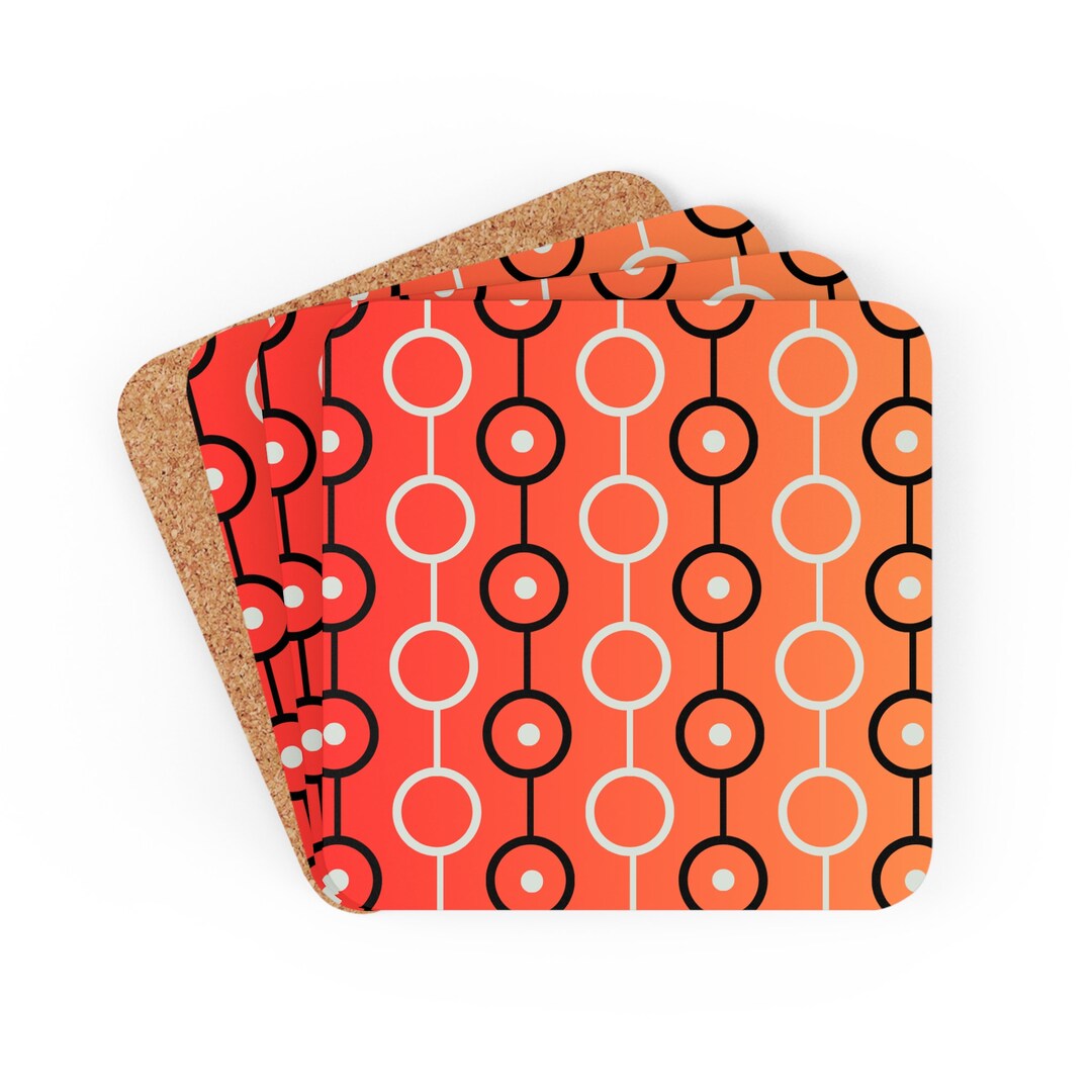 Retro Coaster Set | 4-piece Coaster Set | Cork Backed Coaster | Ombre ...
