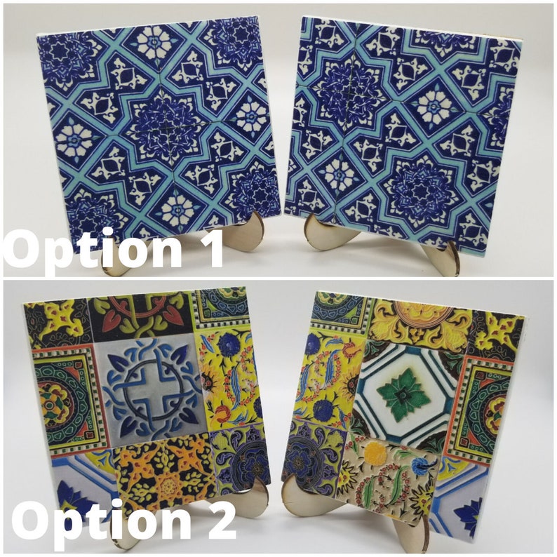 Moroccan Tile Coasters, Ceramic Coasters, Set of 2, Mosaic Title ...