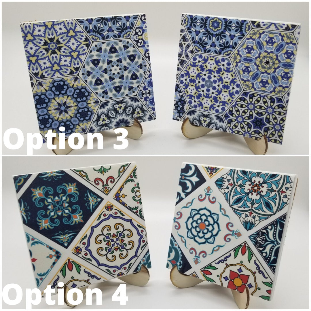 Moroccan Tile Coasters, Ceramic Coasters, Set of 2, Mosaic Title ...