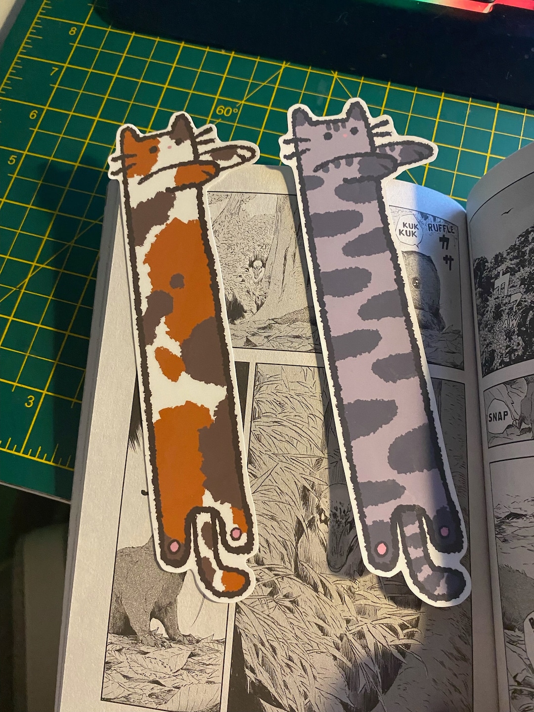 Long Cat Card Bookmark ~ Cute Cat Bookmark ~ Manga Book Lover Gift ...