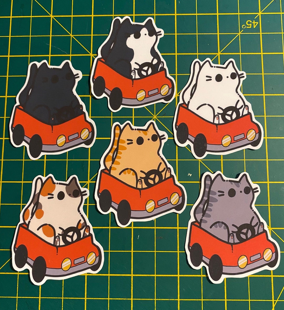 Car Cat Vinyl Sticker ~ Cute Cat Chibi Sticker ~ Water -resistant ...
