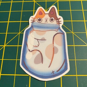 Cats Stuck in Jars! ~ Cute Cat Chibi Sticker ~ Water -resistant Glossy ...