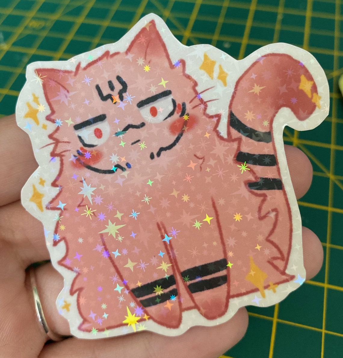 Holographic Sukuna Cat Sticker Jujutsu Sorcerer Cute Cat - Etsy
