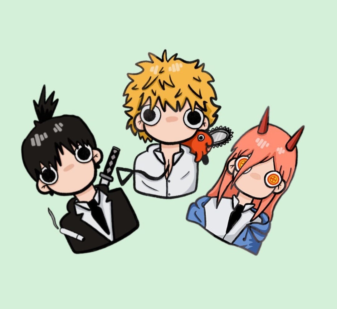 Chainsaw Guy and Friends Cute Chibi's ~ CSM Stickers ~ Cute Funny Anime ...