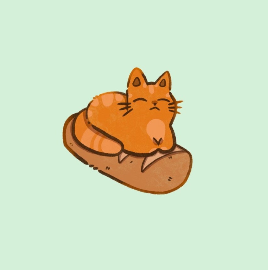 A Loaf on a Loaf Cat Sticker Cute Cat Chibi Sticker Water - Etsy