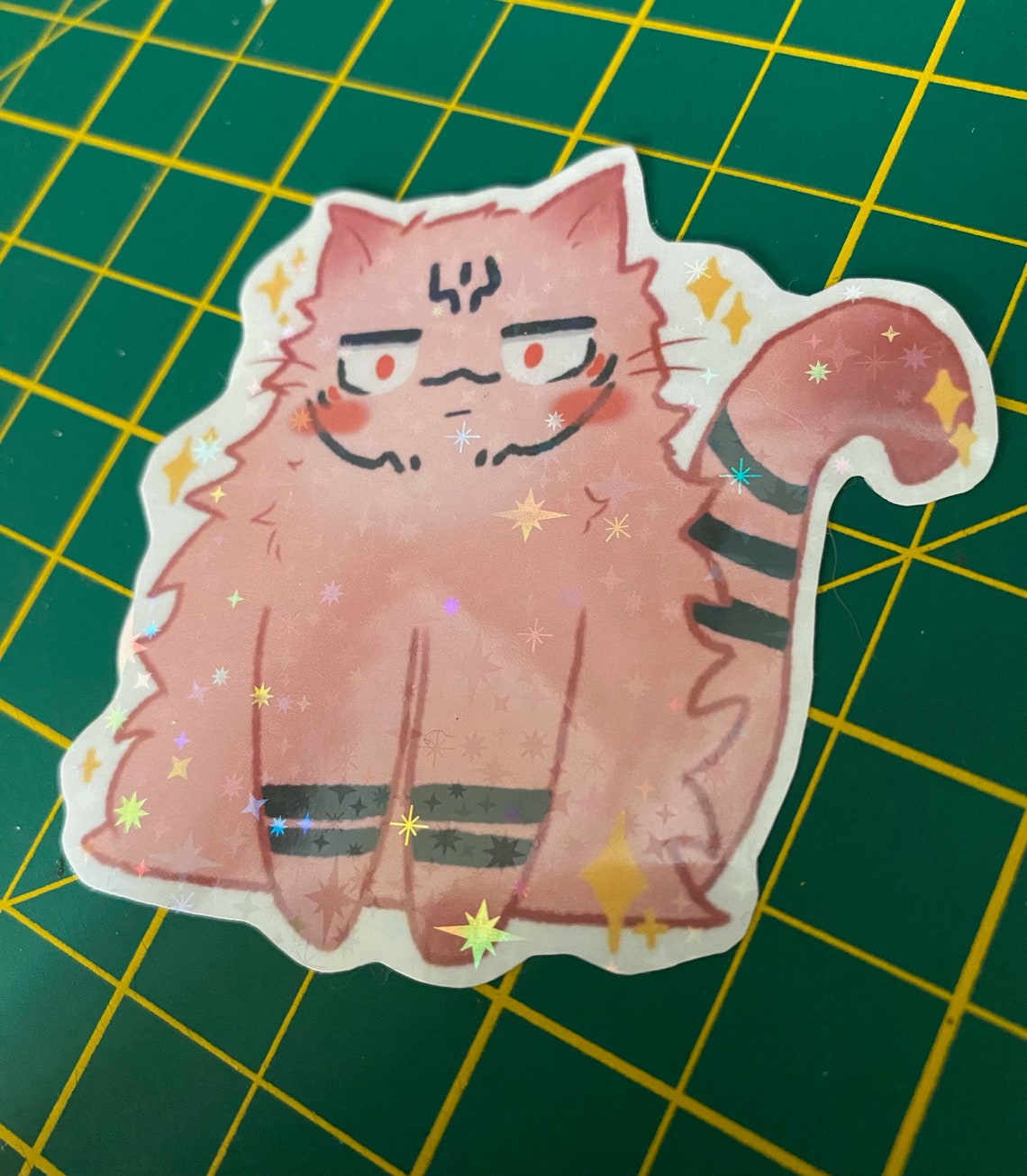 Holographic Sukuna Cat Sticker Jujutsu Sorcerer Cute Cat - Etsy