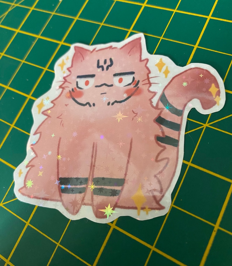 Holographic Sukuna Cat Sticker Jujutsu Sorcerer Cute Cat - Etsy