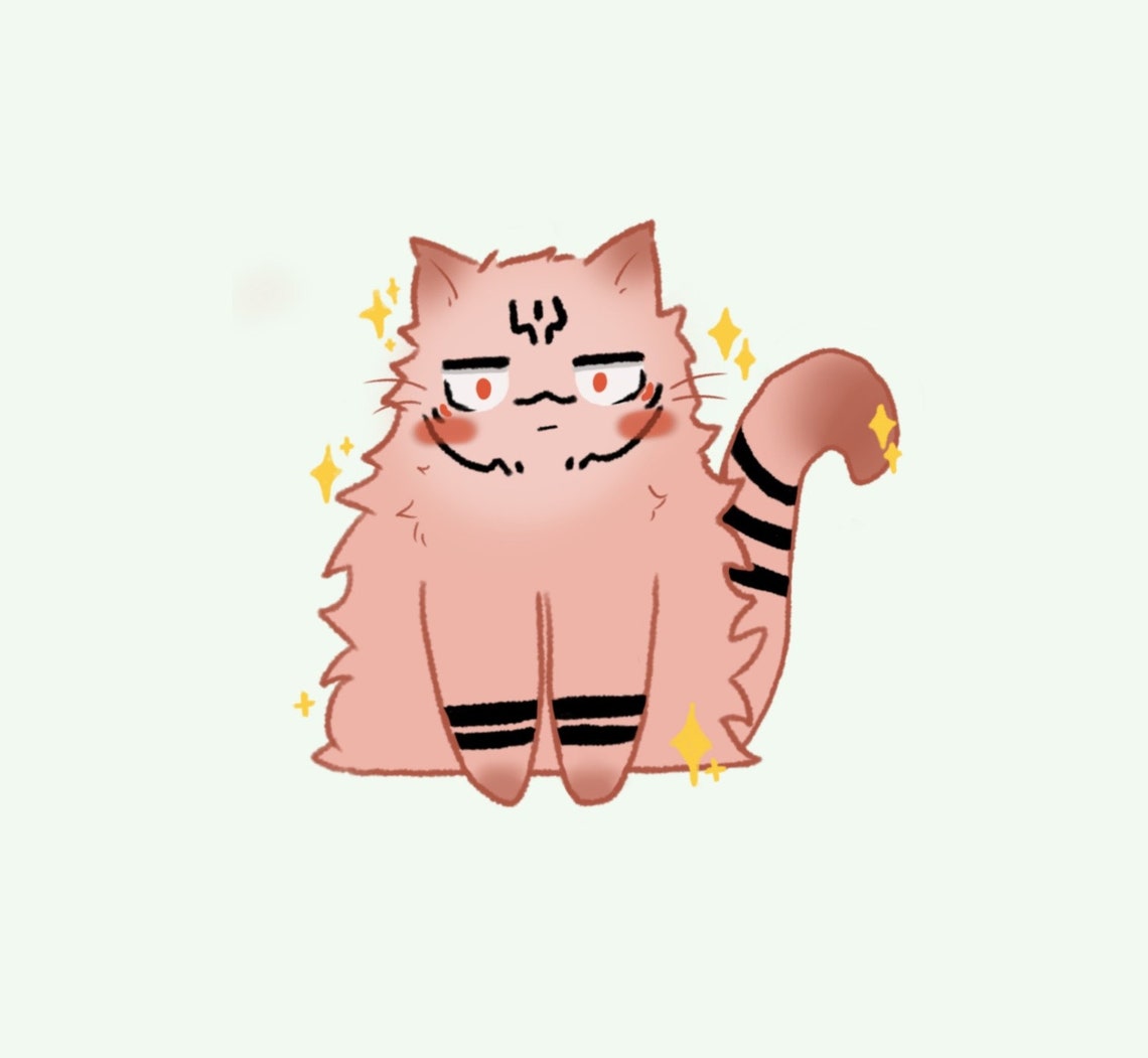 Holographic Sukuna Cat Sticker Jujutsu Sorcerer Cute Cat - Etsy