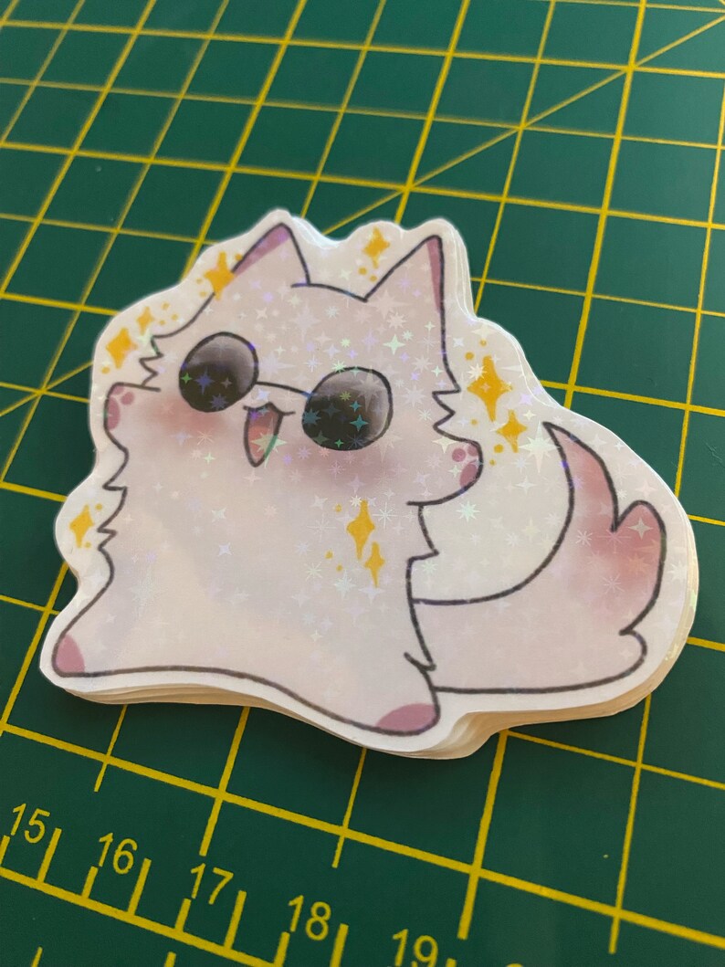 Holographic Gojo Cat Sticker Jujutsu Sorcerer Cute Cat Anime Sticker ...