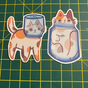 Cats Stuck in Jars! ~ Cute Cat Chibi Sticker ~ Water -resistant Glossy ...