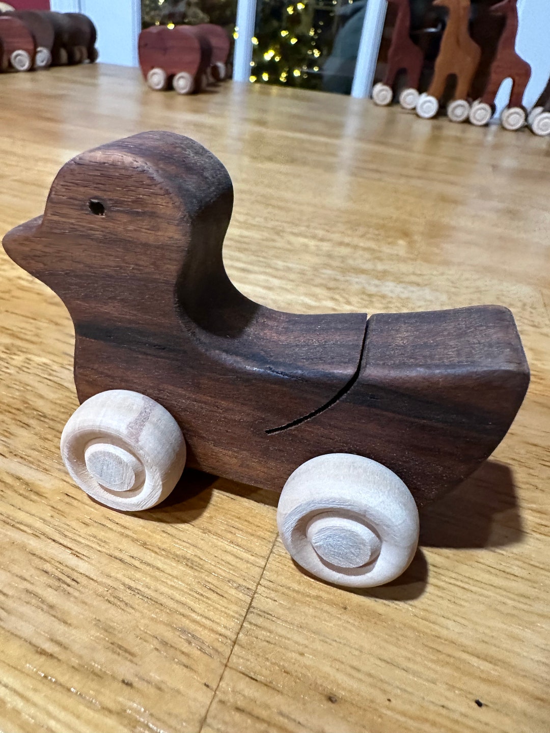 Wooden Toy Duck Hardwood Duck Car Montessori Animal Toy - Etsy