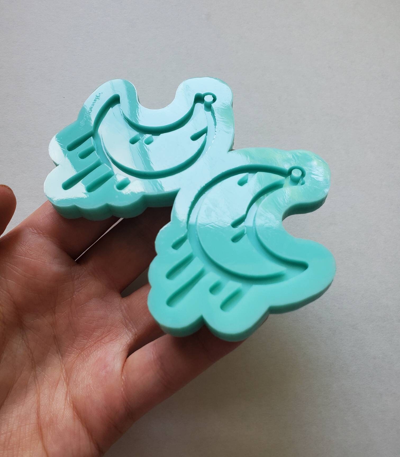 Made to order Moon drip earring shiny silicone mold | Etsy