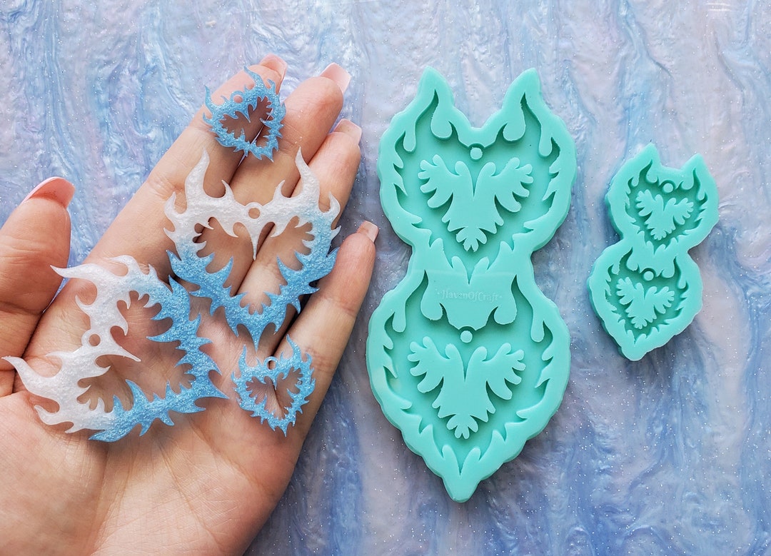 Made to Order Flame Spike Heart Shiny Silicone Earring Mold - Etsy