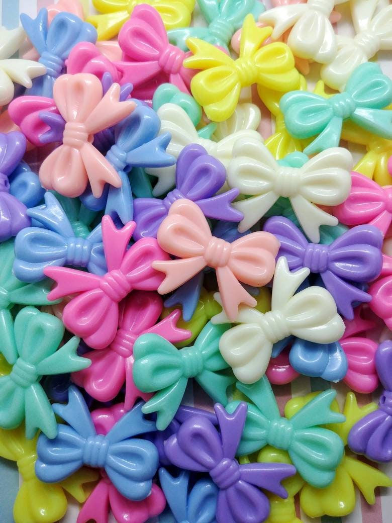 Colorful Bow Beads Packs of 10 | Etsy