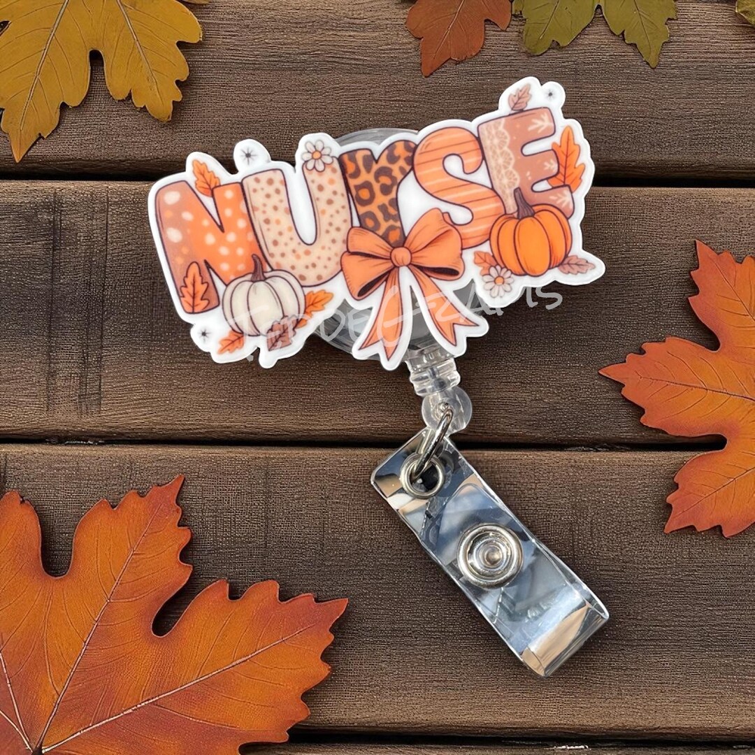 Autumn Nurse Badge Reel, Cute Fall Badge Reel, Badge Reel, Nurse Gift ...