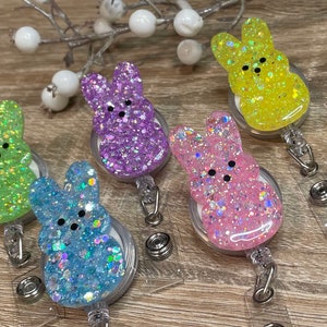 Easter Bunny Glitter Badge Reel, Glitter Badge Reel, Bunny Badge Reel ...