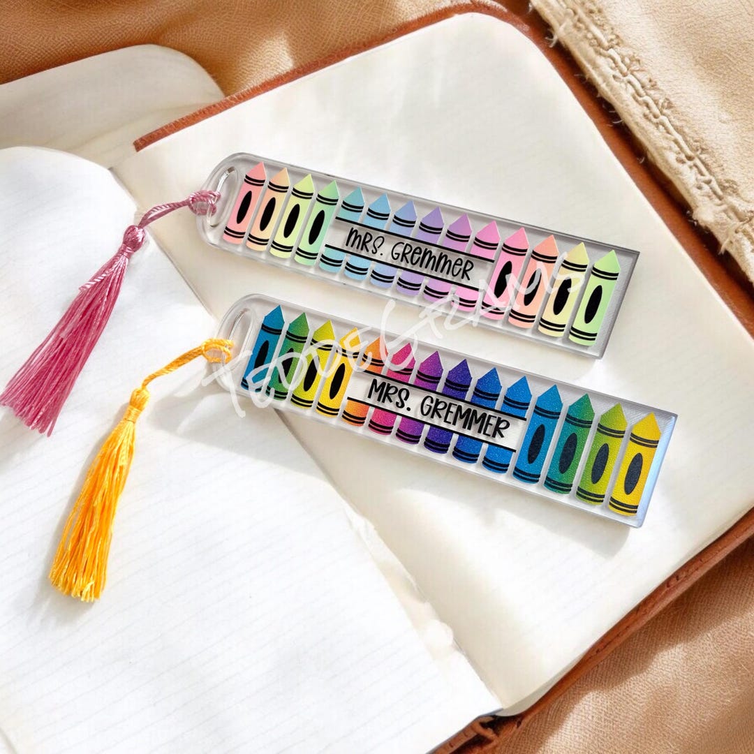 Personalized Teacher Bookmark Gift, End of Year Gift, Crayon Bookmark ...