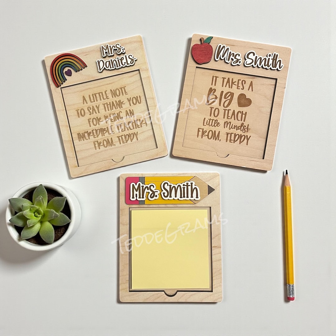 Sticky Note Pad Holder, Personalized Teacher Gift, Student Gift for ...
