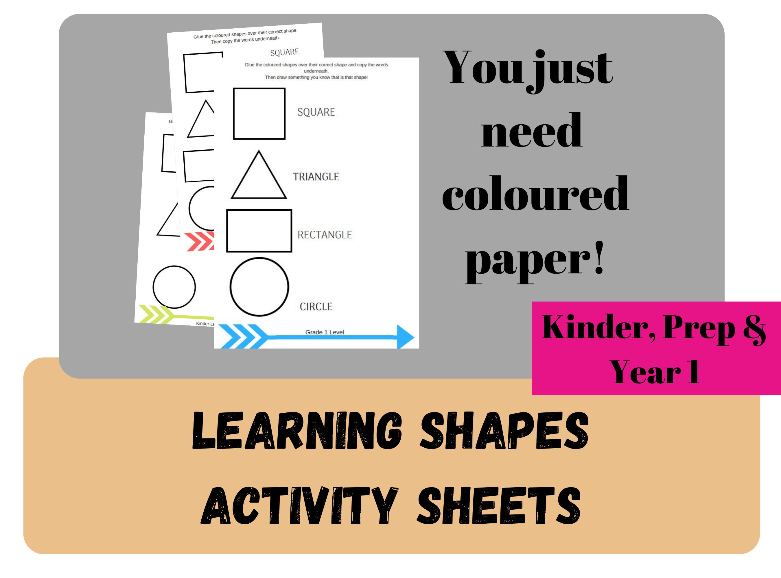 Learning Shapes Worksheet Set - Printable - Etsy