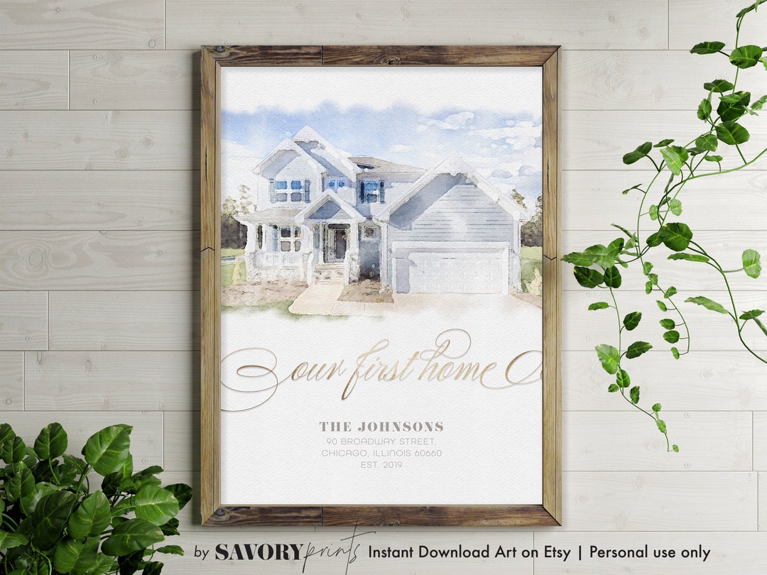 Our First Home | Custom House Portrait | Custom Housewarming Gift | New ...