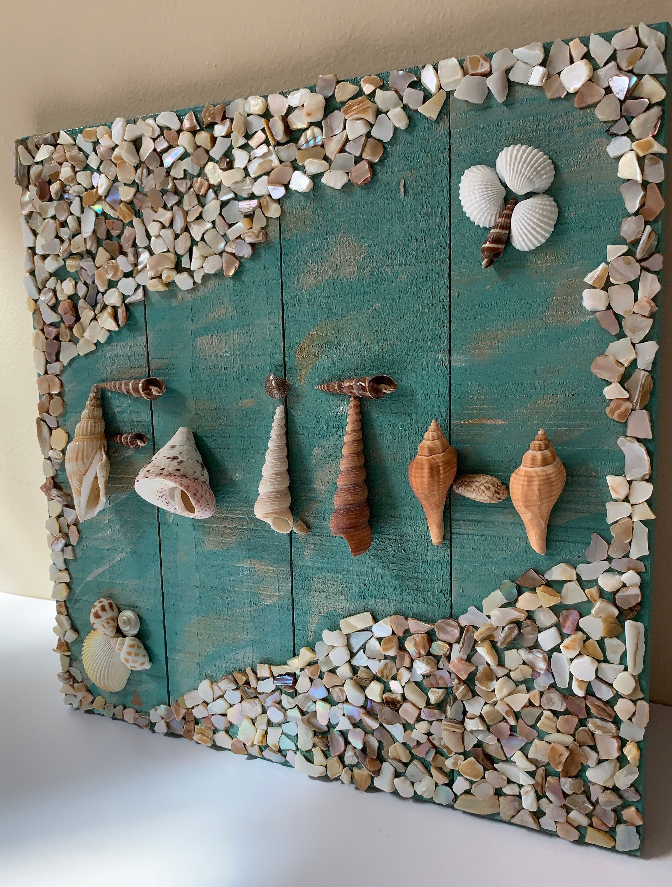 Shell Art - FAITH, Wooden Wall Decor/ Wall Sign Made of Sea Shells and ...