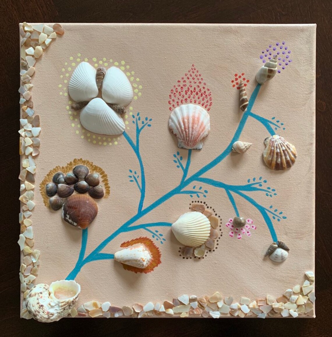Shell Wall Decor- Flower Vase and Shell Flowers. Mother of Pearls on ...