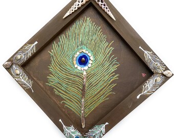The Peacock Shell Art Wooden Wall Decor | Etsy