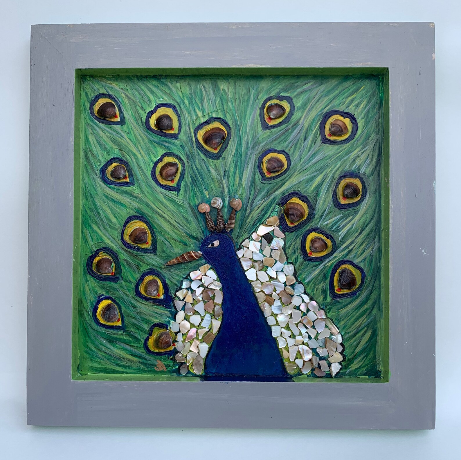 The Peacock- Shell Art - Wooden Wall Decor - Etsy