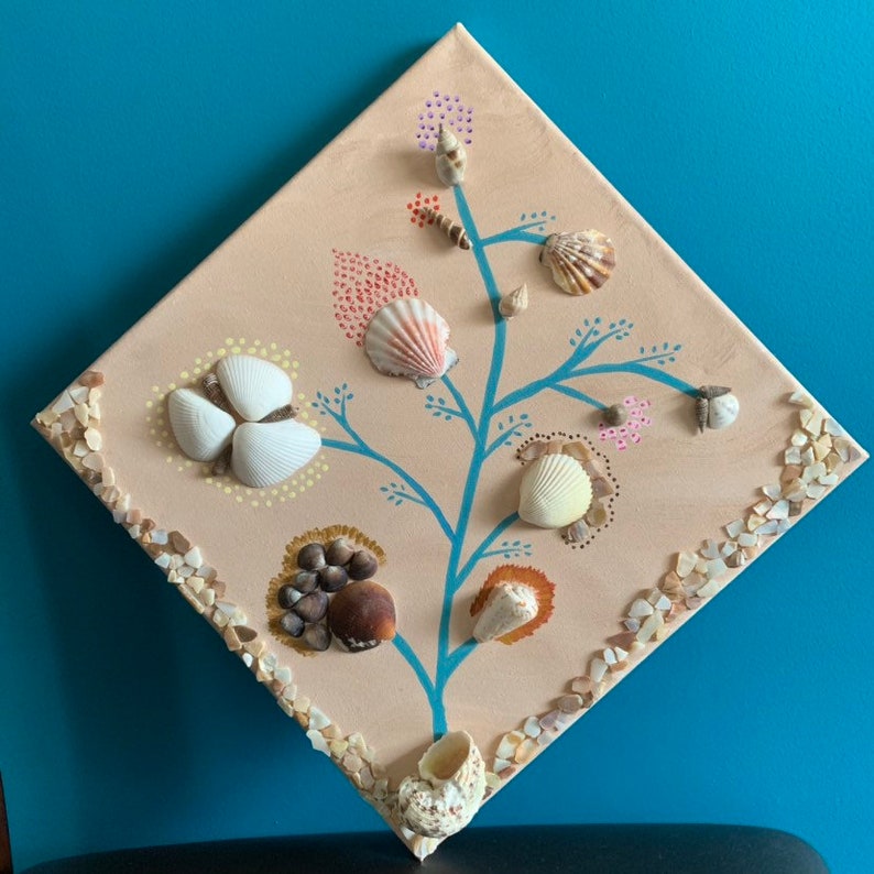 Shell Wall Decor- Flower Vase and Shell Flowers. Mother of Pearls on ...