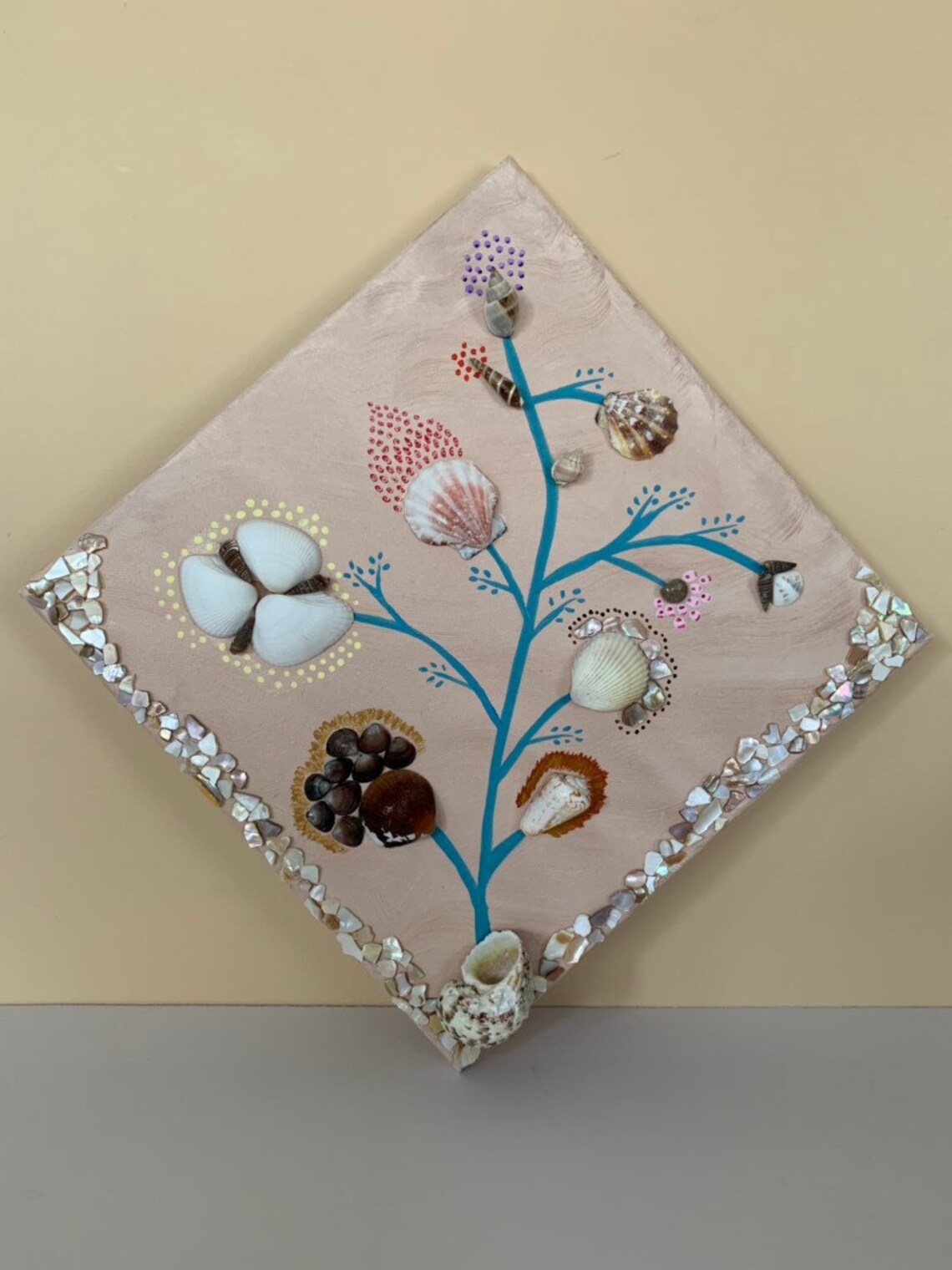 Shell Wall Decor- Flower Vase and Shell Flowers. Mother of Pearls on ...