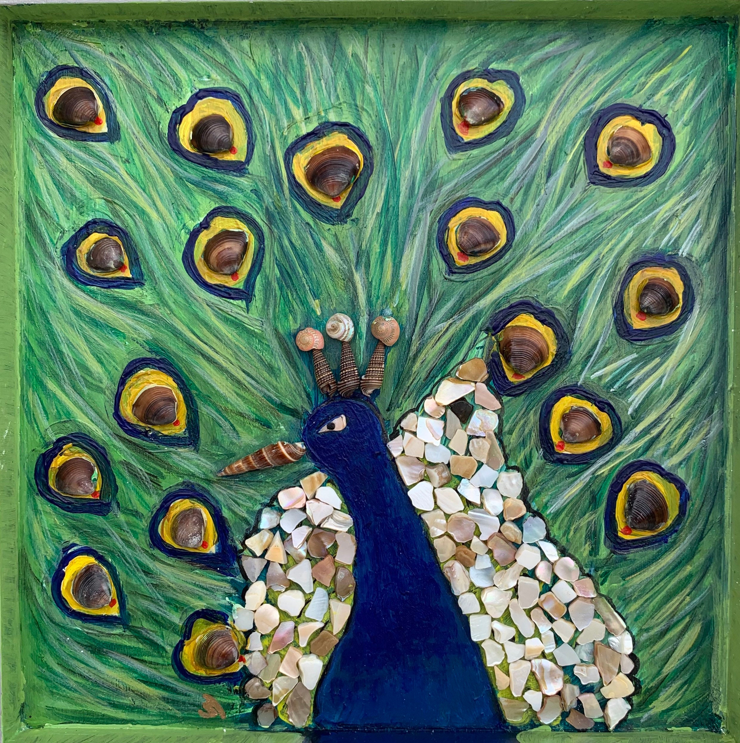 The Peacock- Shell Art - Wooden Wall Decor - Etsy