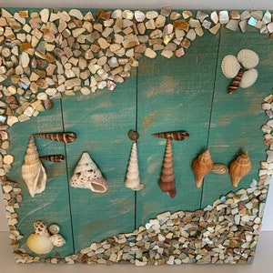 Shell Art - FAITH, Wooden Wall Decor/ Wall Sign Made of Sea Shells and ...