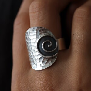 Hammered Spiral Statement Ring Adjustable Size 925 STERLING SILVER Hill Tribe Artist - Etsy