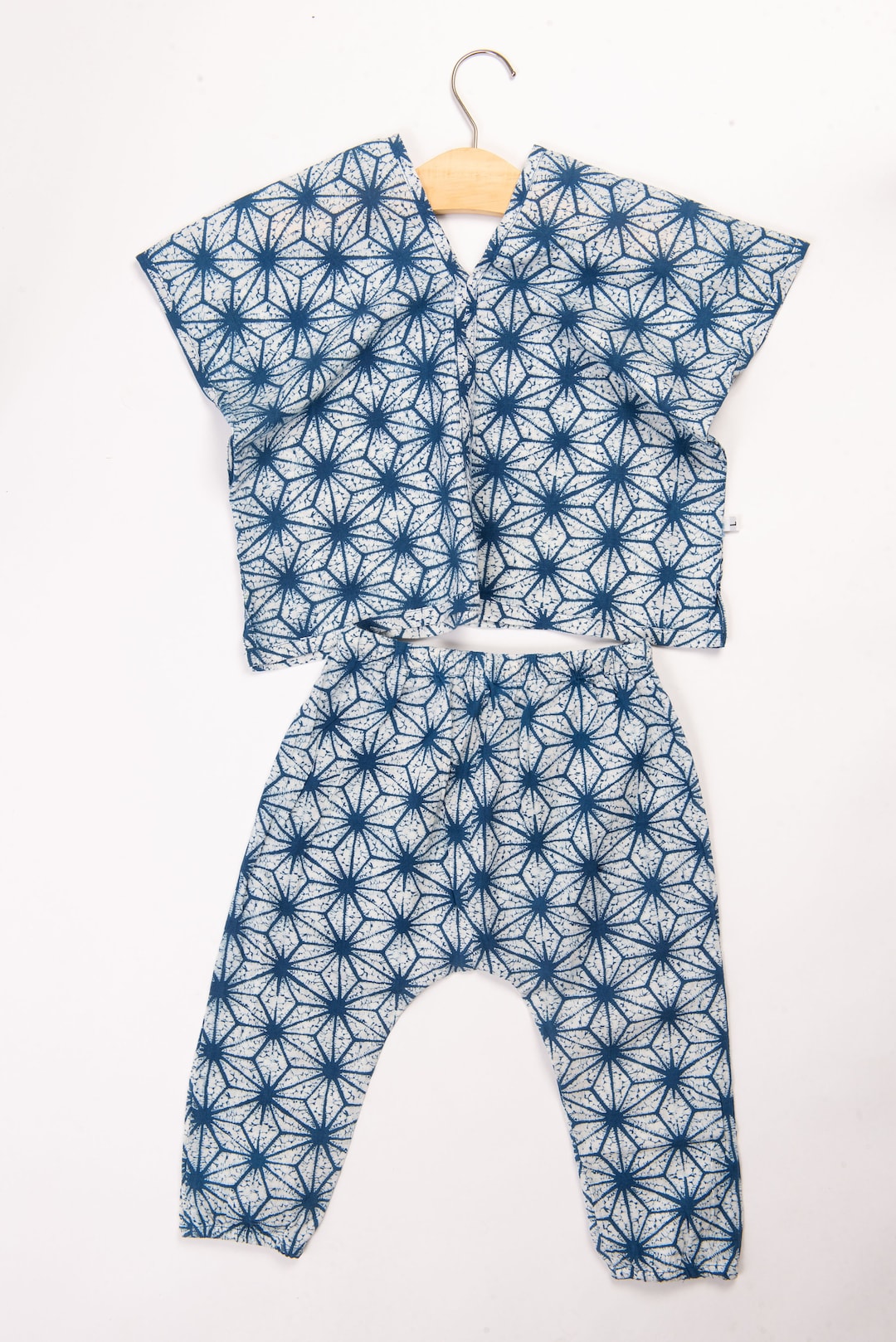 Indigo Etched Baby Clothes Set: Natural Cotton Top & Pants (2-3 Years ...