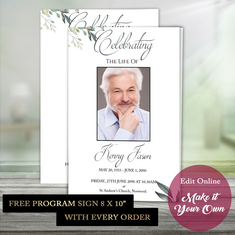 Mens Funeral Program Template for Men Celebrating the Life of - Etsy