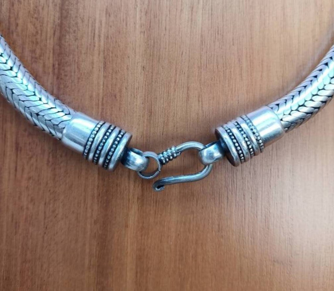 Solid Round Sterling Silver Snake Chain Necklace 925 Antique - Etsy