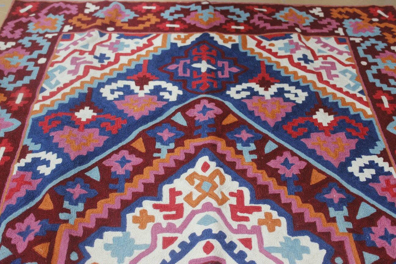 3x5 Home Decor Area Rug Wool Geometrical Rug Kilim Rug - Etsy