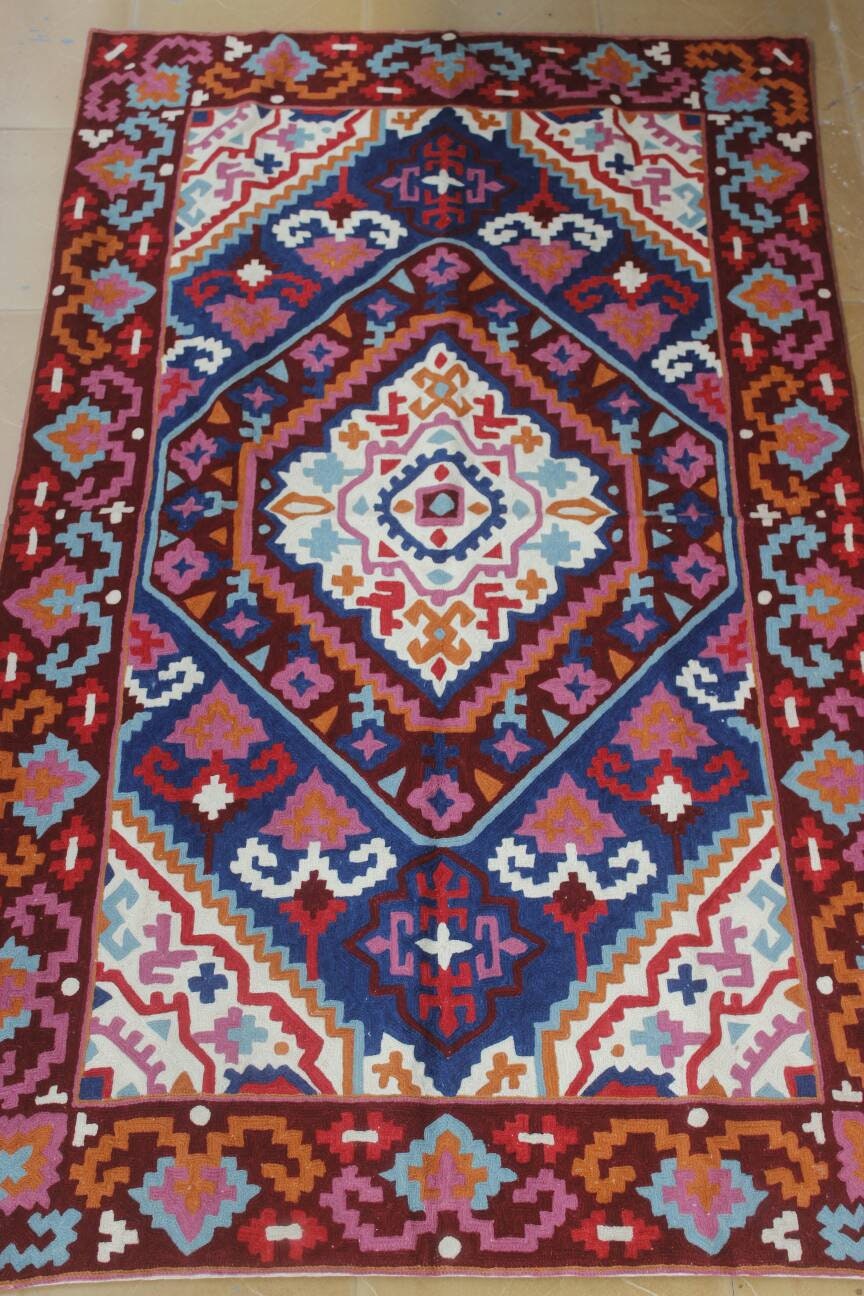 3x5 Home Decor Area Rug Wool Geometrical Rug Kilim Rug - Etsy