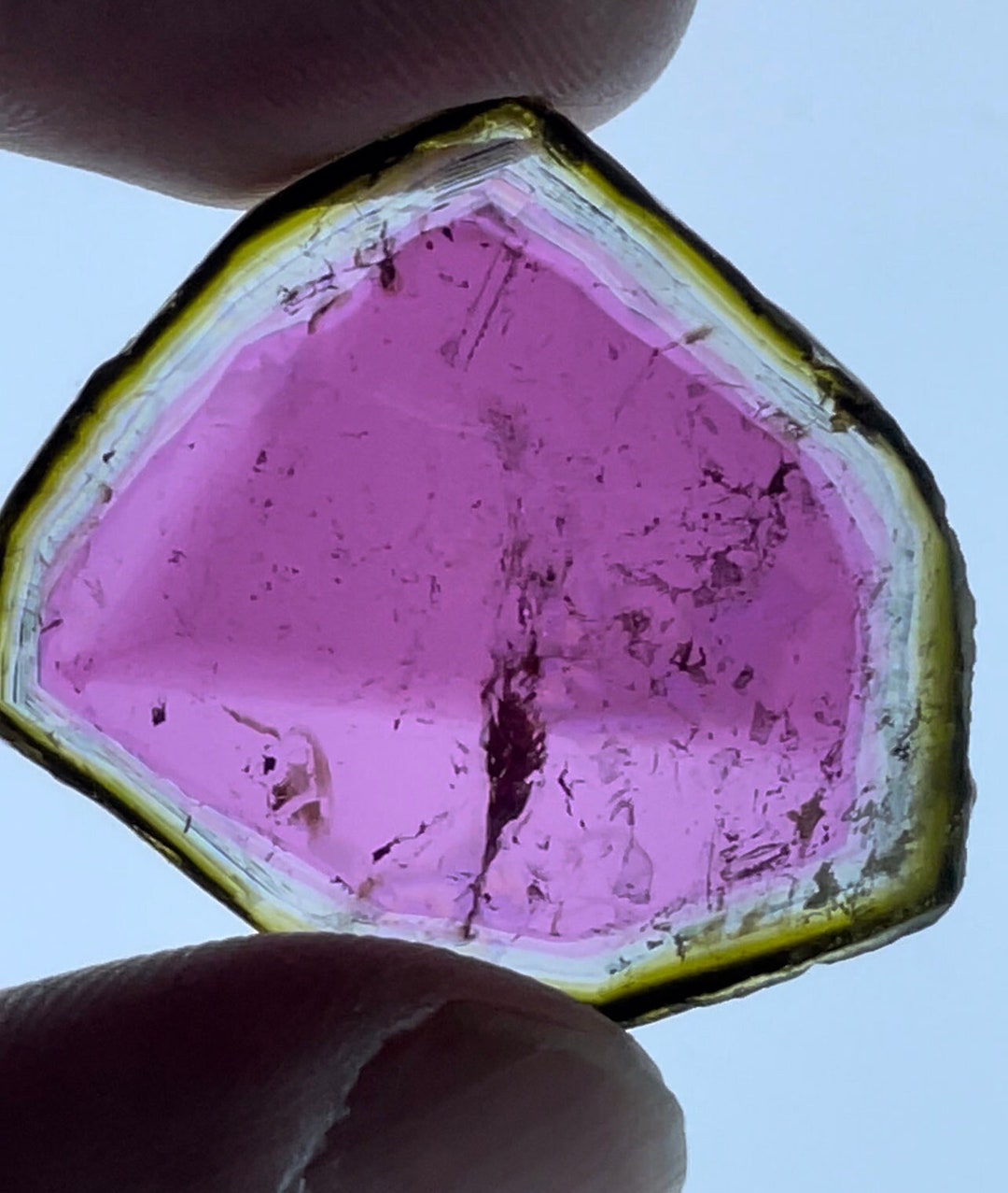 Pink Tourmaline Slice From Madagascar | Natural Green and Pink Gem ...