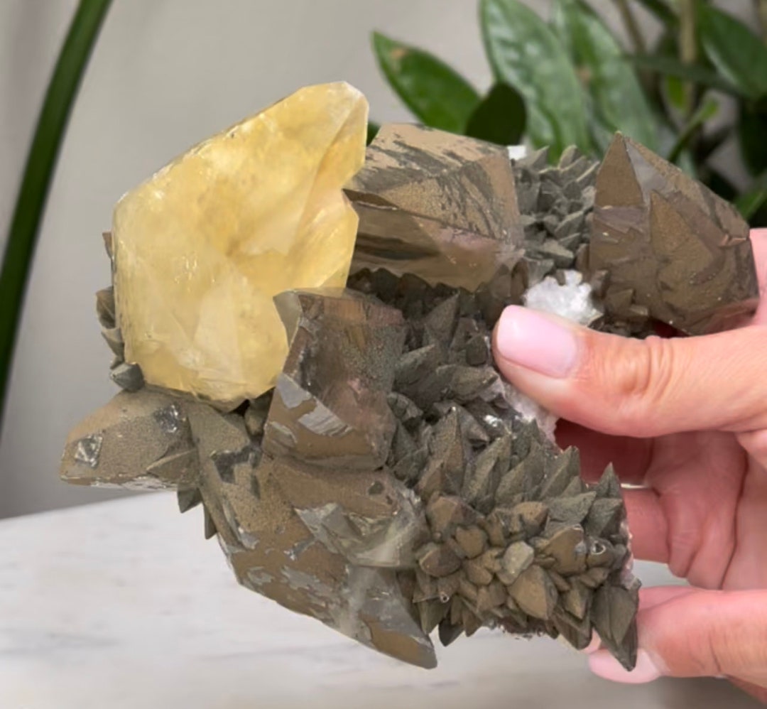 Dogtooth Calcite - Yellow "dipyramidal" Calcite & Pyrite From Jiangxi ...