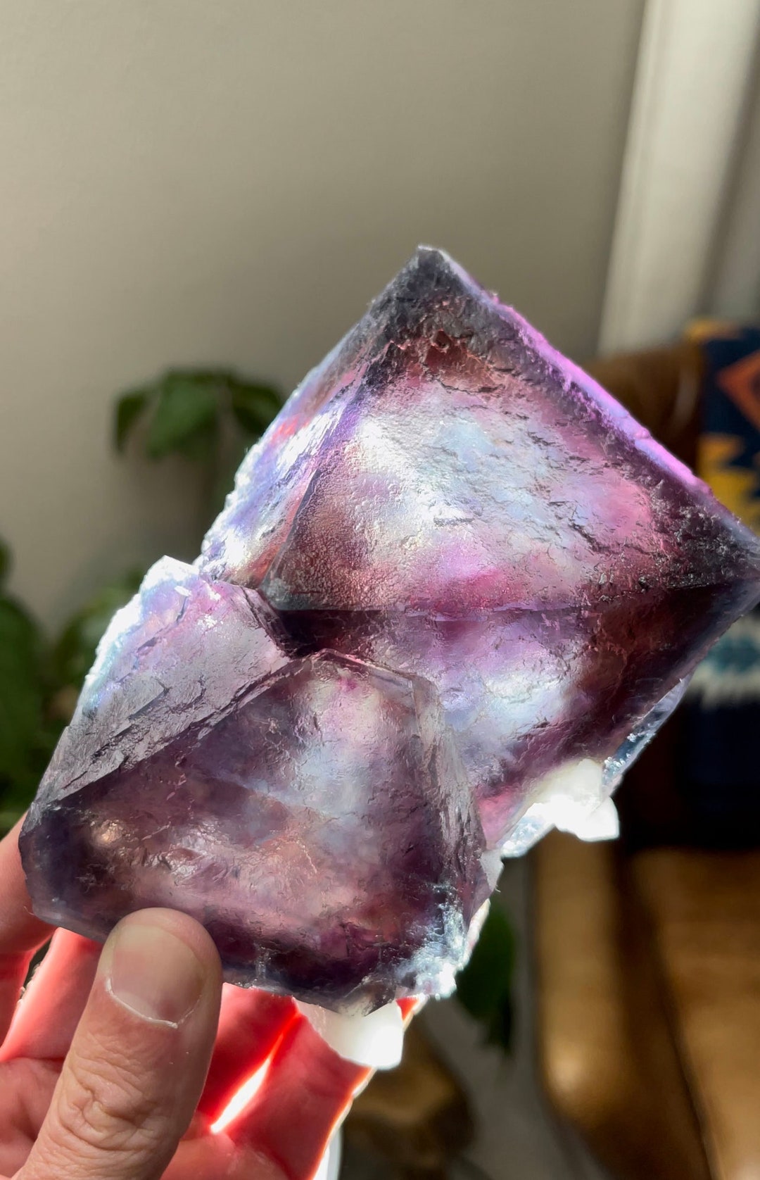 Twinned XL Octahedral Fluorite With White Candle Quartz - Etsy